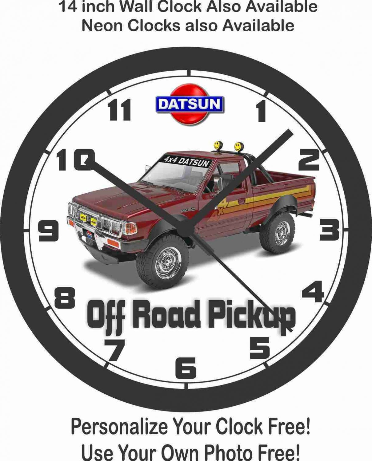 DATSUN 4X4 OFF ROAD PICKUP TRUCK WALL CLOCK-FREE USA SHIP!