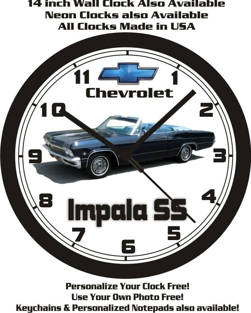 1965 CHEVROLET IMPALA SS CONVERTIBLE WALL CLOCK-FREE USA SHIP!