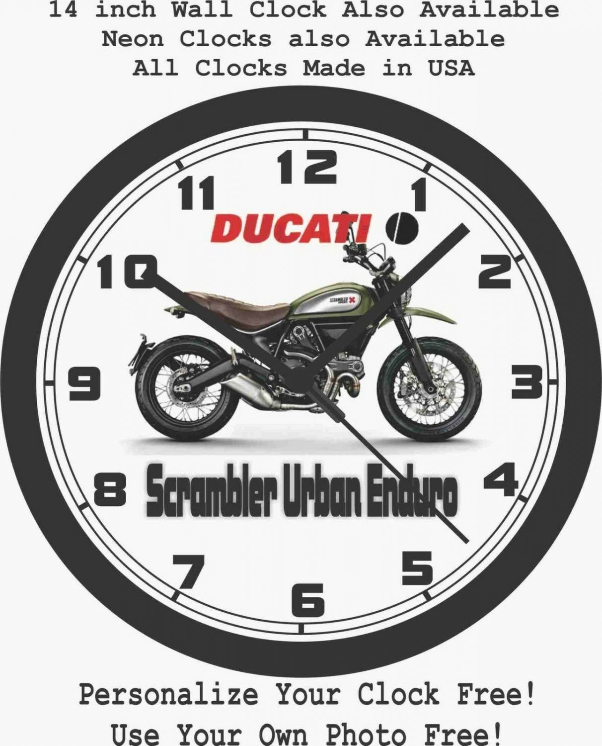 2016 DUCATI SCRAMBLER URBAN ENDURO WALL CLOCK-FREE USA SHIP!