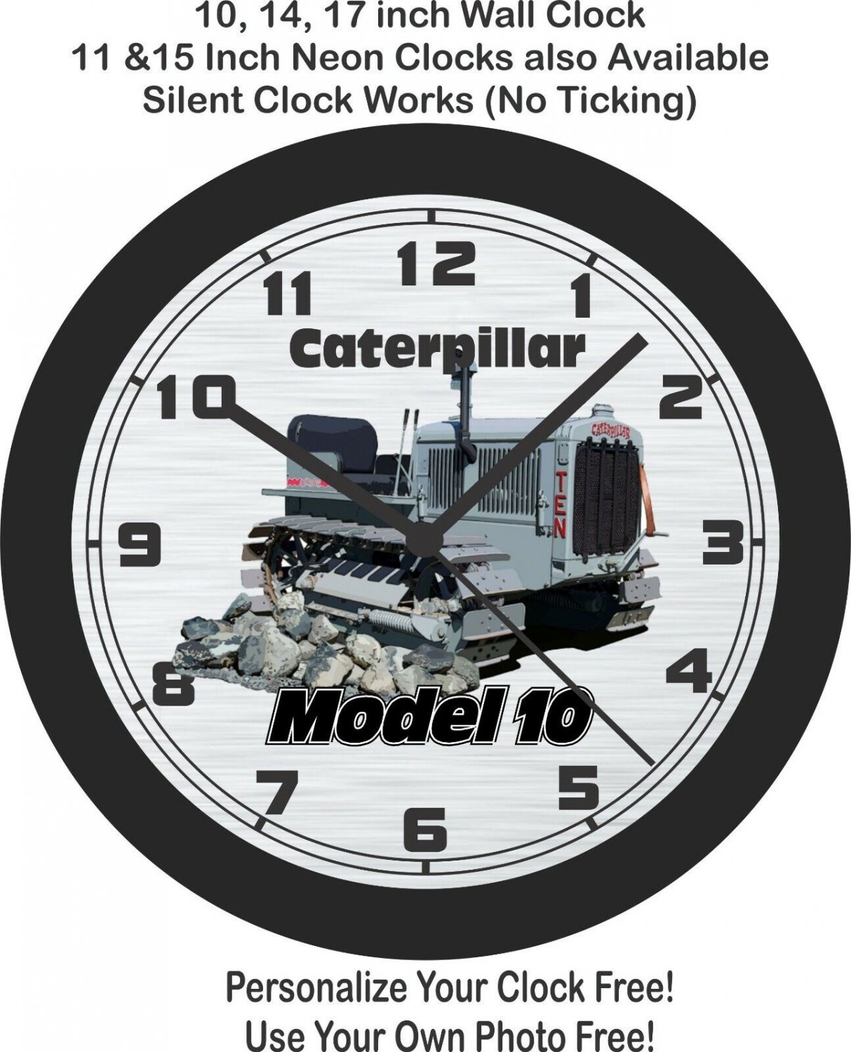 Caterpillar Model 10 Bulldozer Wall Clock-Free US Ship