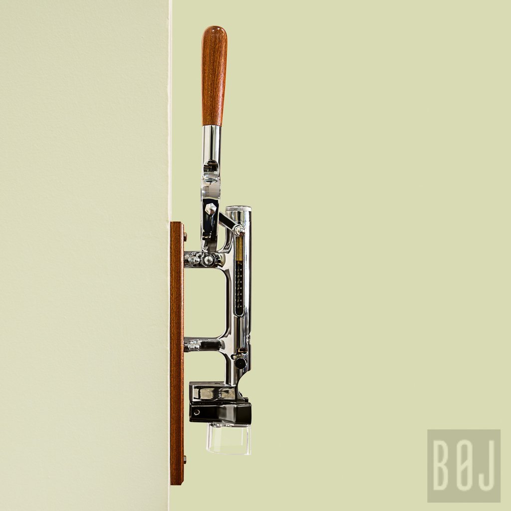 Professional Wall-mounted Corkscrew with Wood Backing BOJ (Chrome-Plated)