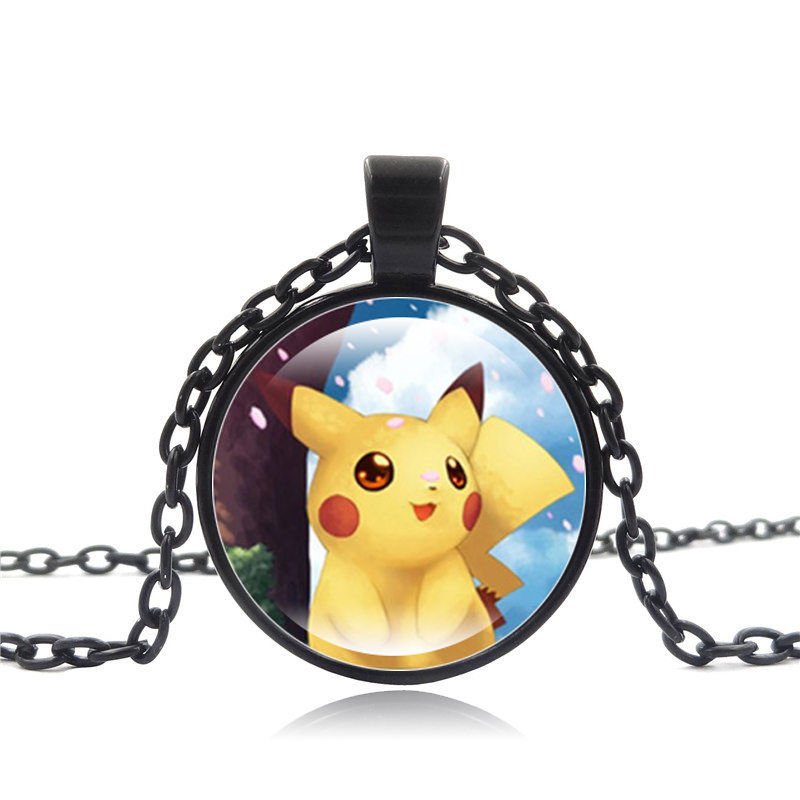 USA Pokemon Go Pikachu Photo Cabochon Glass Cute Pikachu Chain Pendant ...
