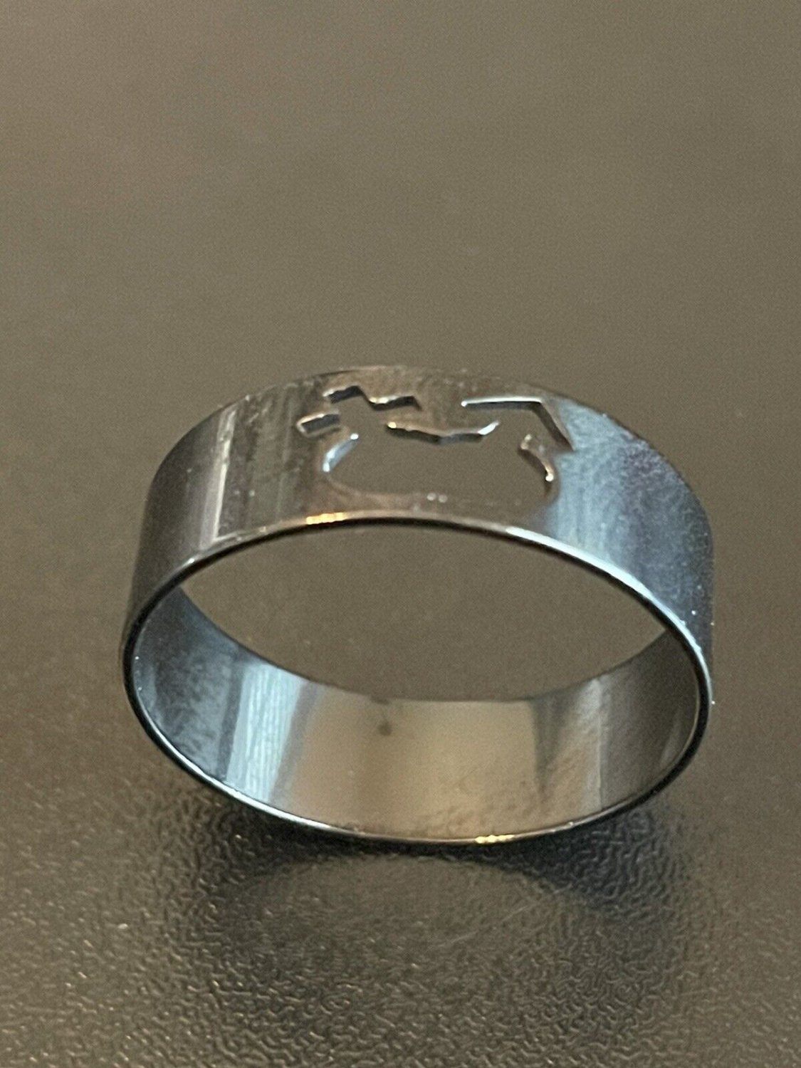 Hollow Boy And Girl Symbols Black Stainless Steel Engagement Ring Size 10.5