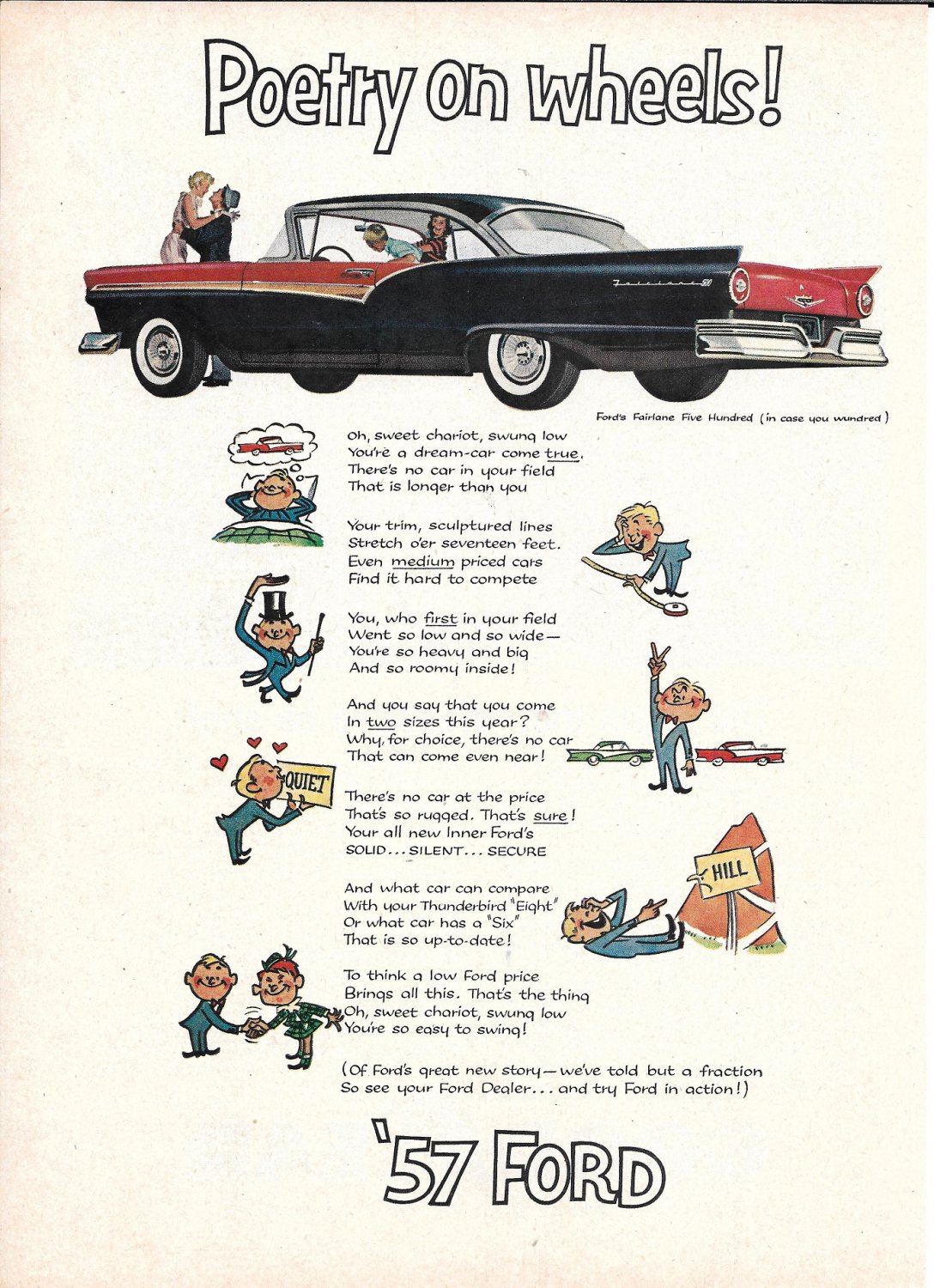 1957 Ford Fairlane Five Hundred Car Poetry On Wheels Ad