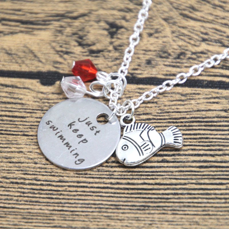 Finding Nemo Necklace Dory Inspired Just Keep Swimming Silver tone ...