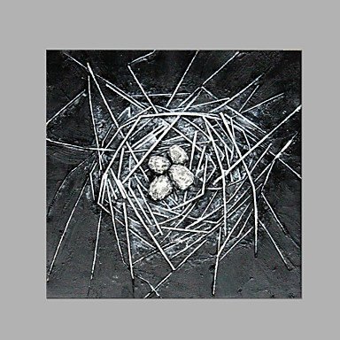 IARTS Hand Painted Modern Abstract Birds Nest with Eggs Black Oil ...