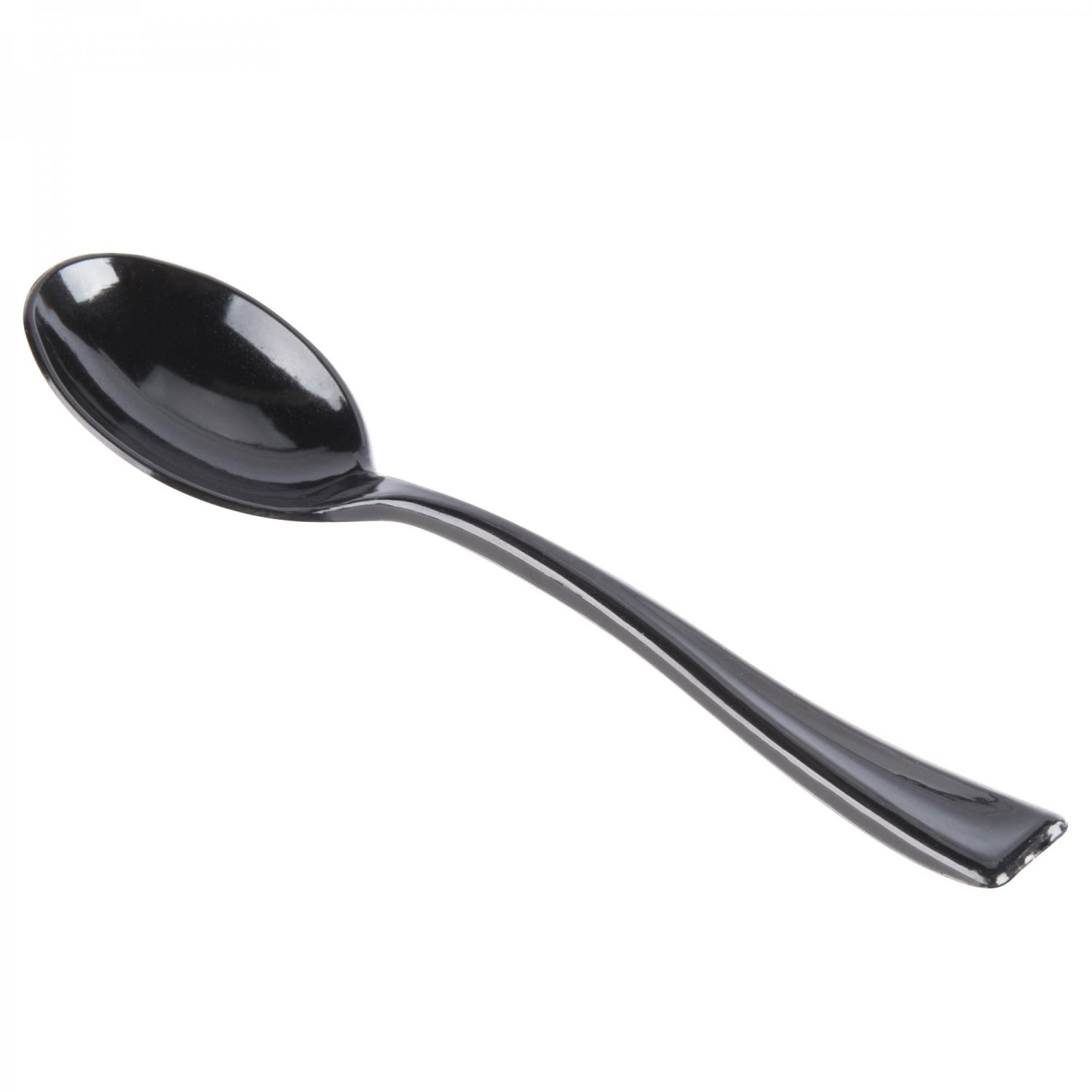 3 7/8" Black Plastic Tasting/Taster/Sample Spoons - 50 Pack