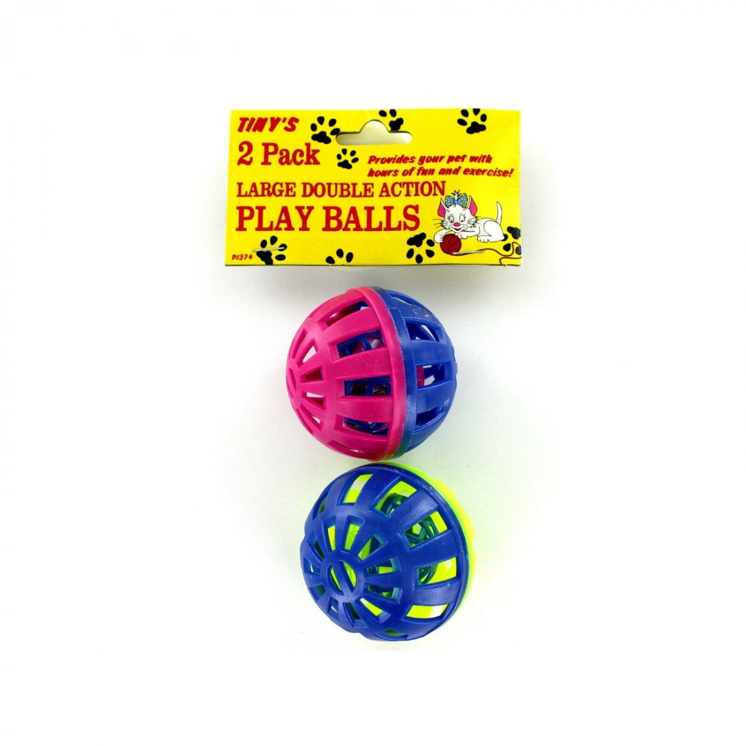 Large Double Action Play Balls with Bells Cat Toys (set of 2)