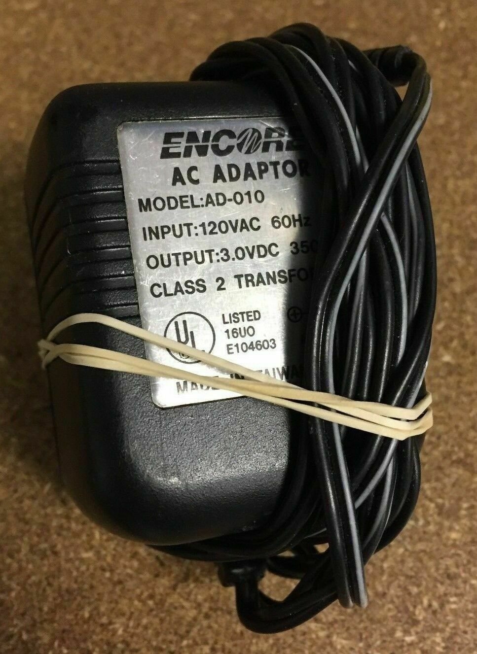 Encore AC Power Supply Adapter AD-010 Class 2 Transformer 3V
