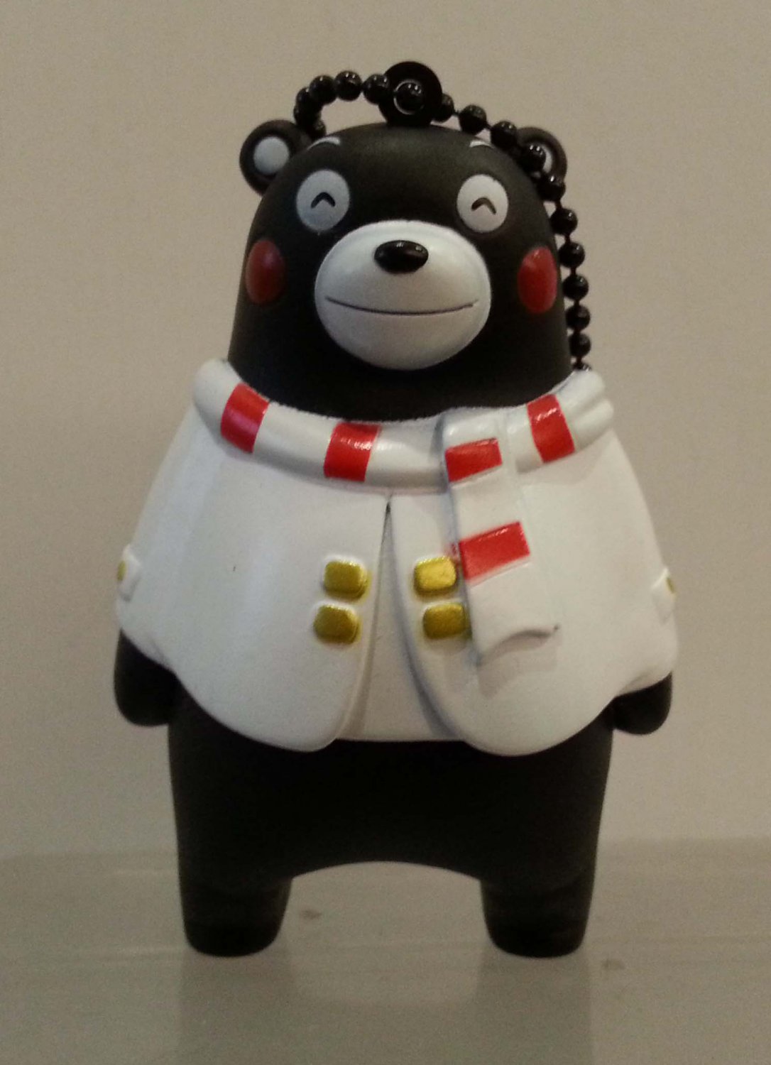 Black Kumamon Bear Plastic Figure Key Chain Mascot Charm Strap 3" H #8