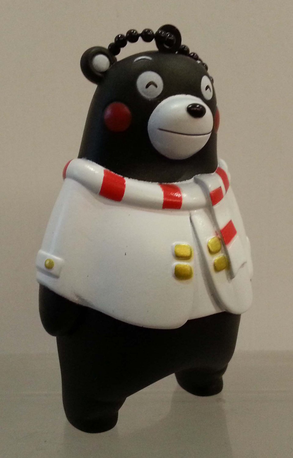 Black Kumamon Bear Plastic Figure Key Chain Mascot Charm Strap 3" H #8