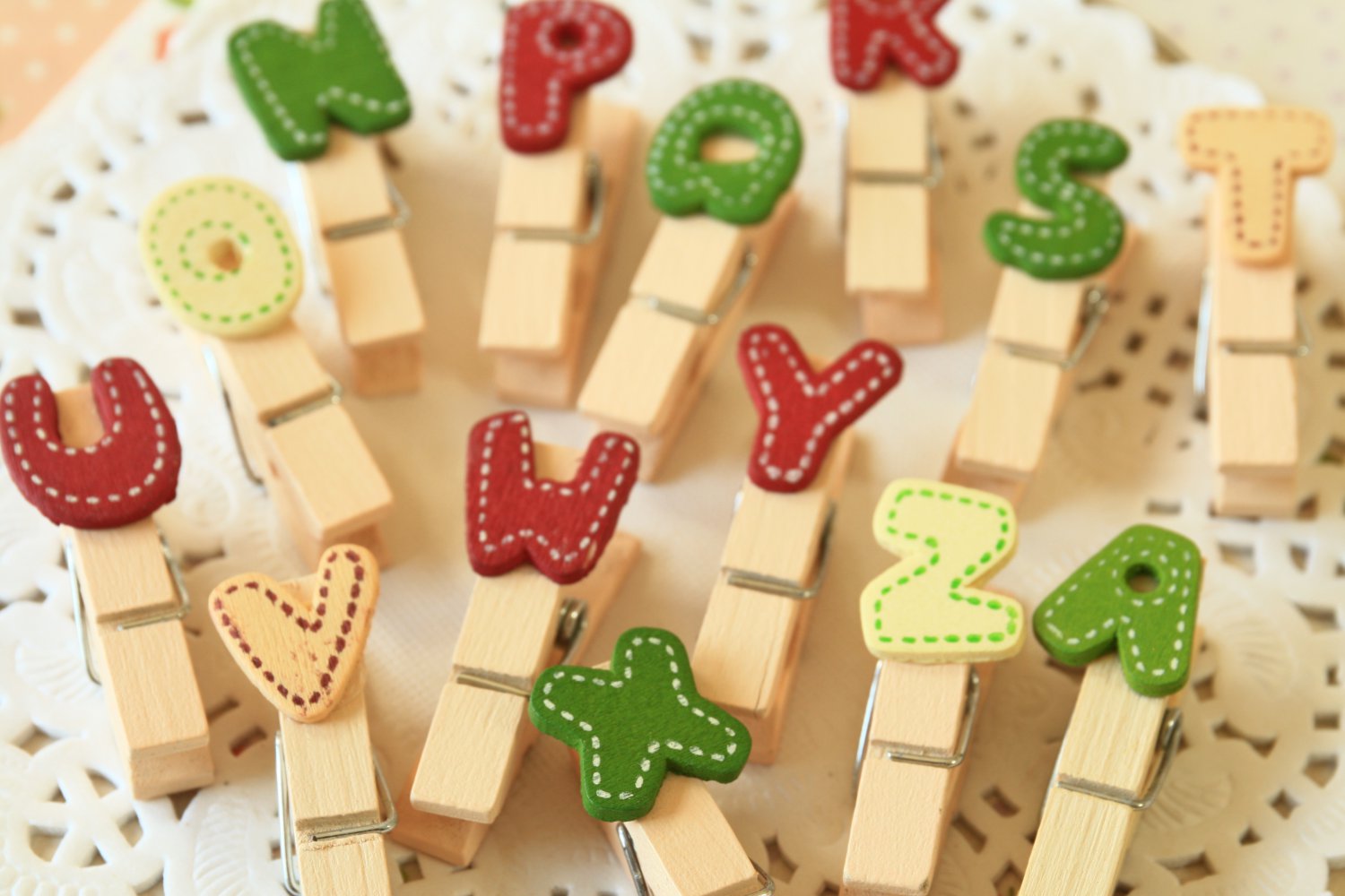 Colorful Alphabet Wood Pegs Letter Clips