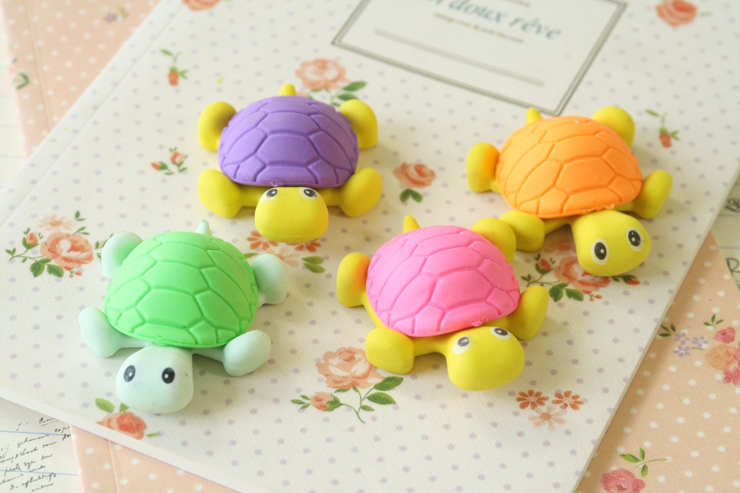 Violet & Yellow Little Turtle Eraser
