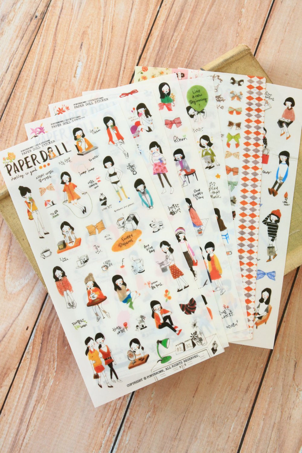 Pony Brown Paperdoll Girl cartoon scrapbooking diary stickers