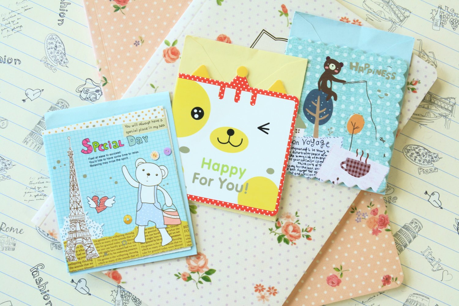 Set 02 Cute Mini Cartoon blank greeting cards