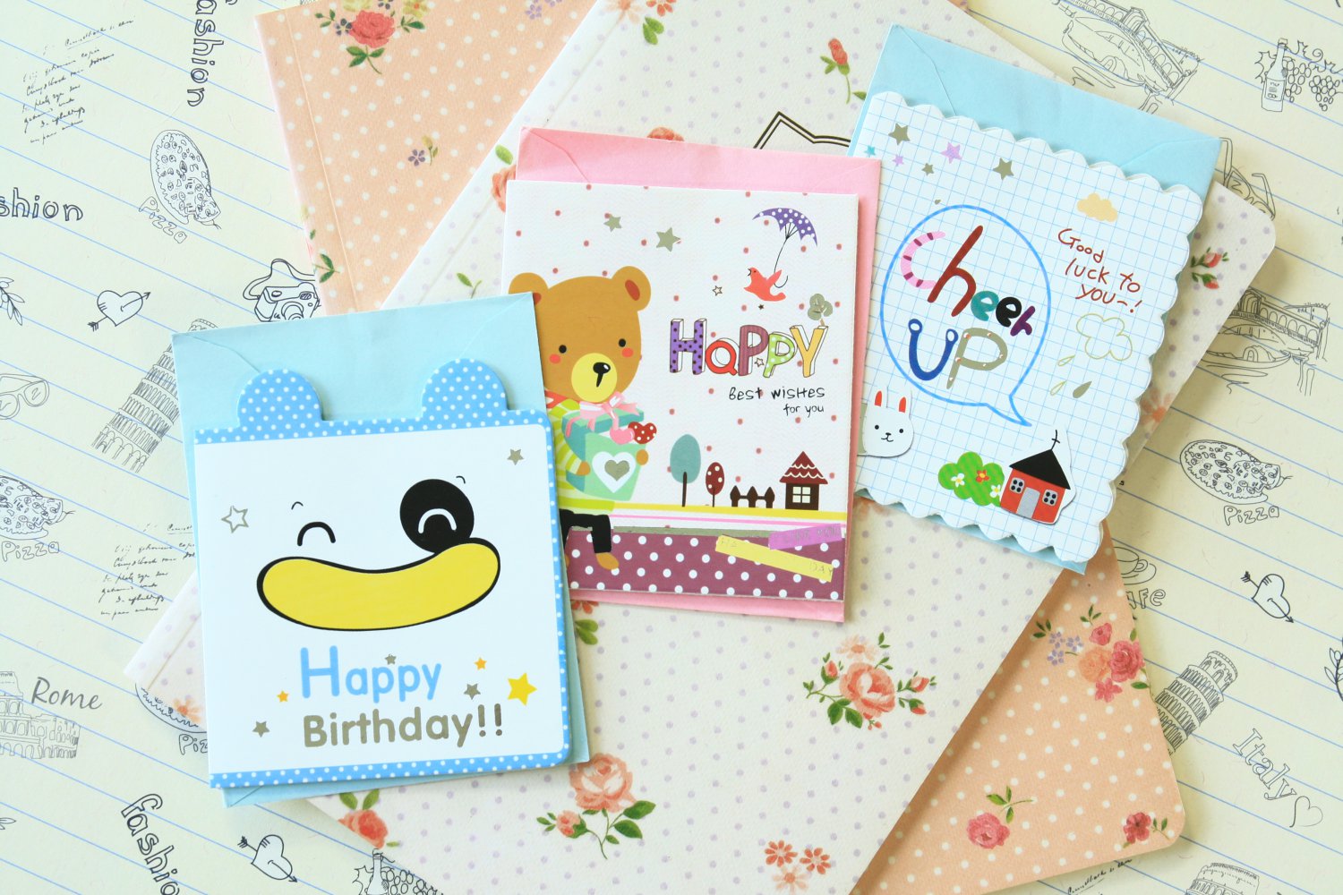 Set 03 Cute Mini Cartoon blank greeting cards
