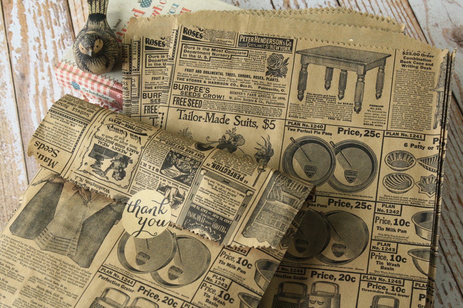 Victorian Ladies Kraft Brown medium paper bags