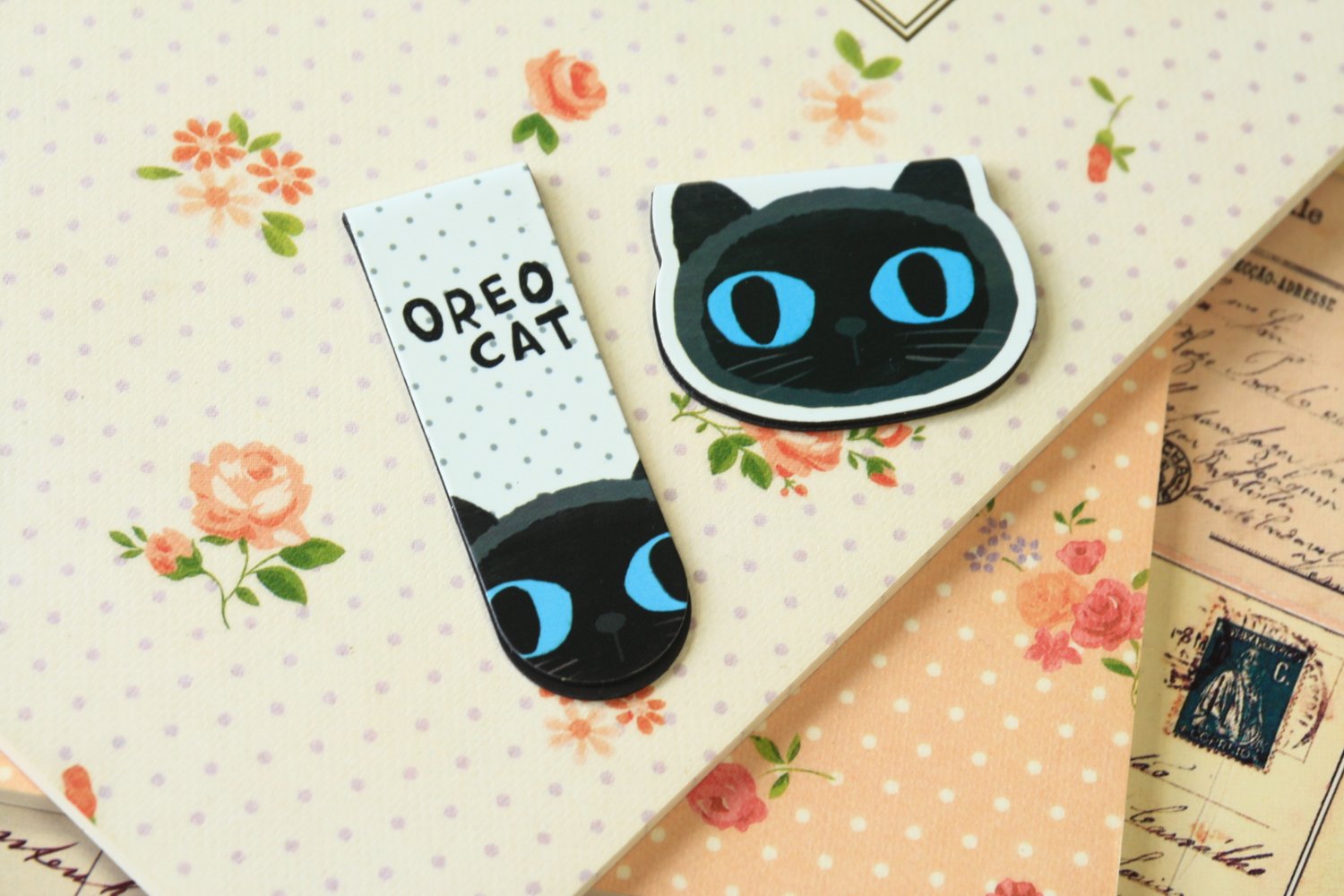 03 Oreo Cat cartoon magnetic bookmark paper clips