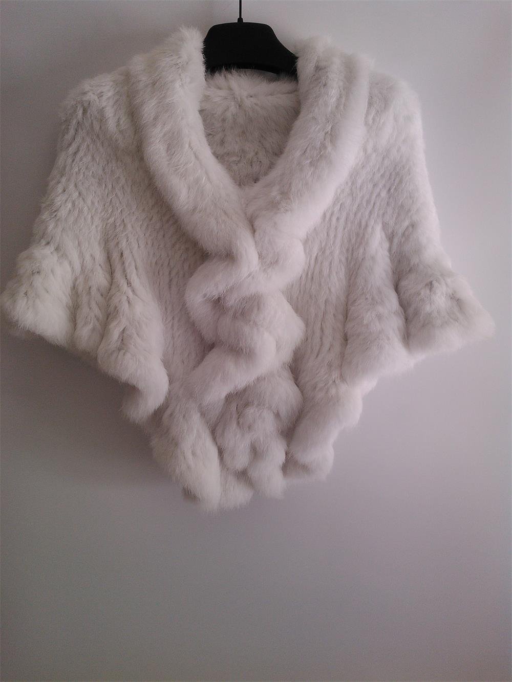 Pure White rabbit fur shawl Wedding cape