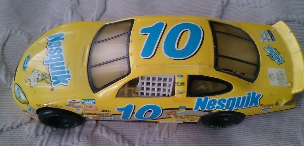 1999 NASCAR racing Die Cast Nesquik #10 race car yellow metal 8.5" long ...