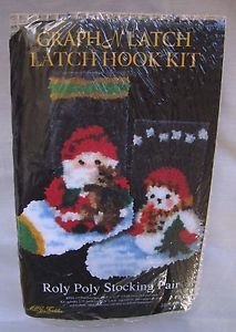 VINTAGE Graph N Latch Roly Poly Stocking Pair LATCH HOOK RUG KIT 7.75 ...
