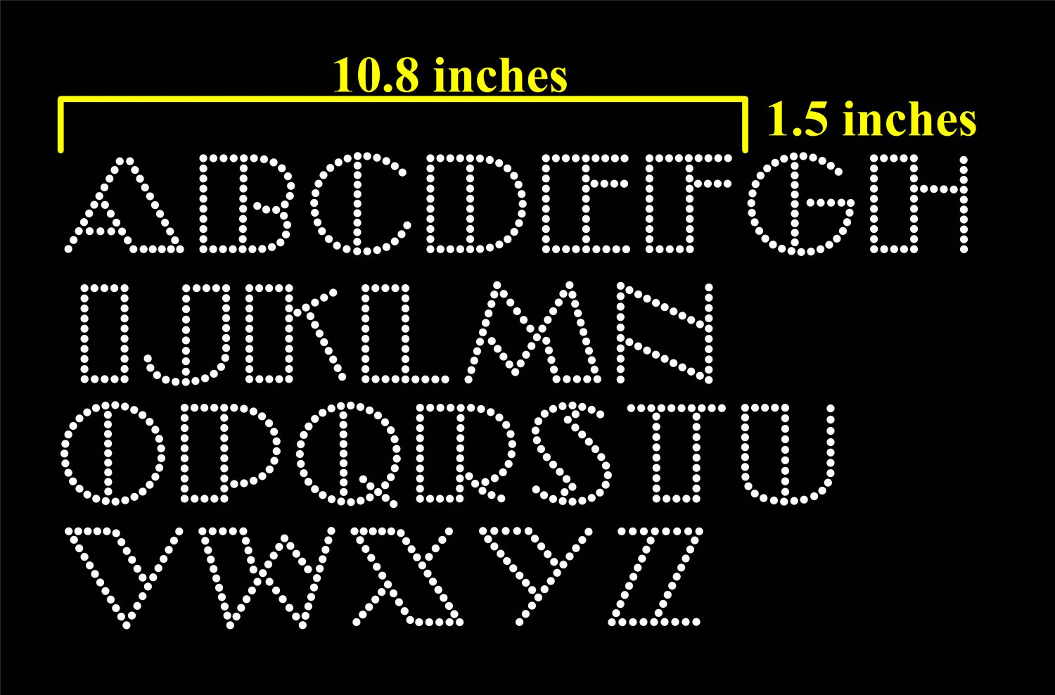1.5 Inch High Broadway Rhinestone Font Flock Template