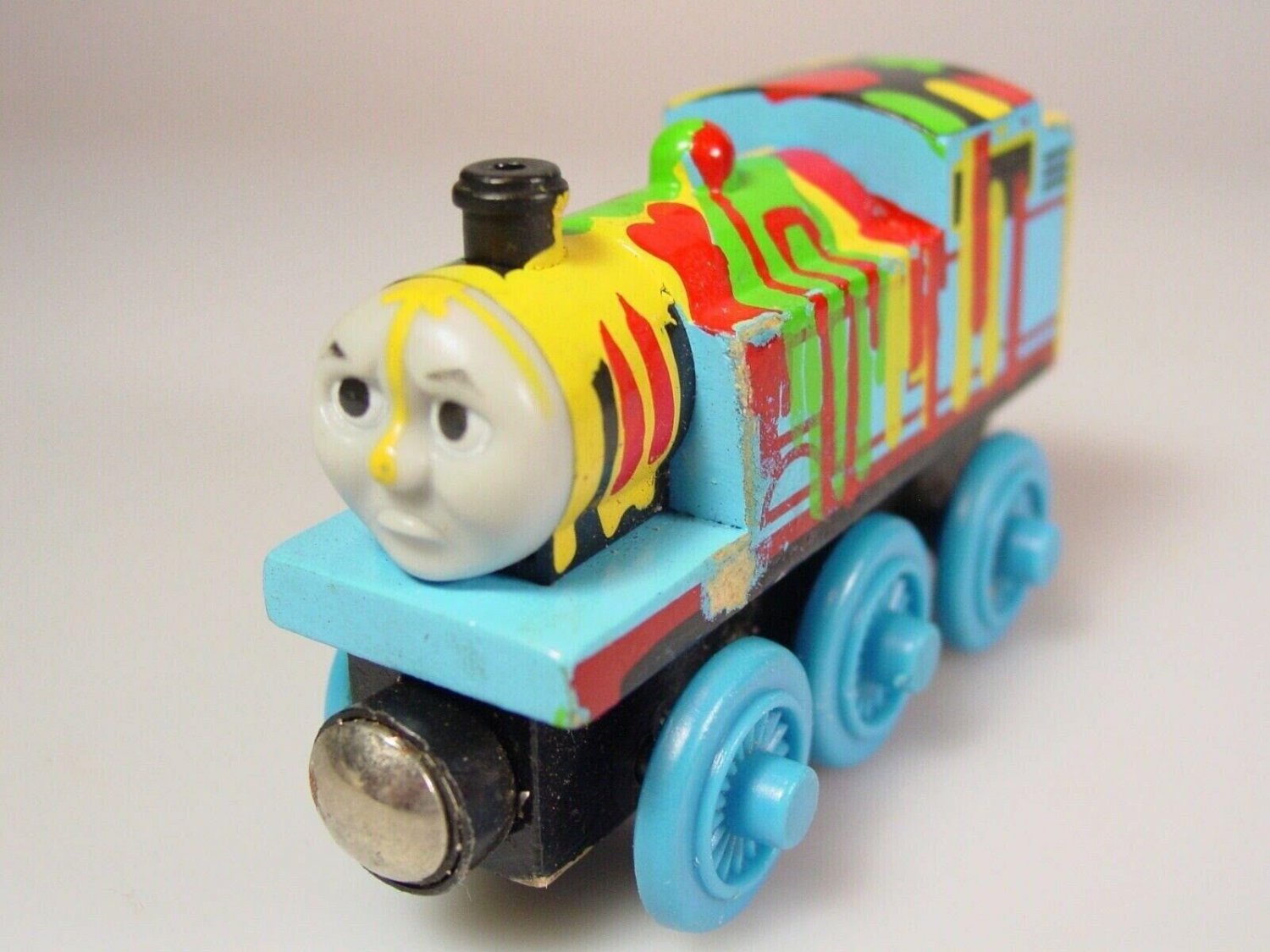 Wood Thomas the train Splatter paint