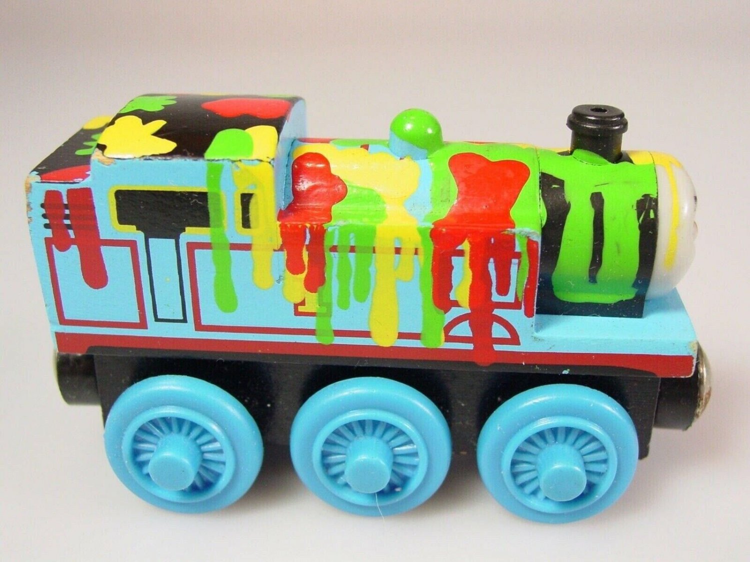Wood Thomas the train Splatter paint