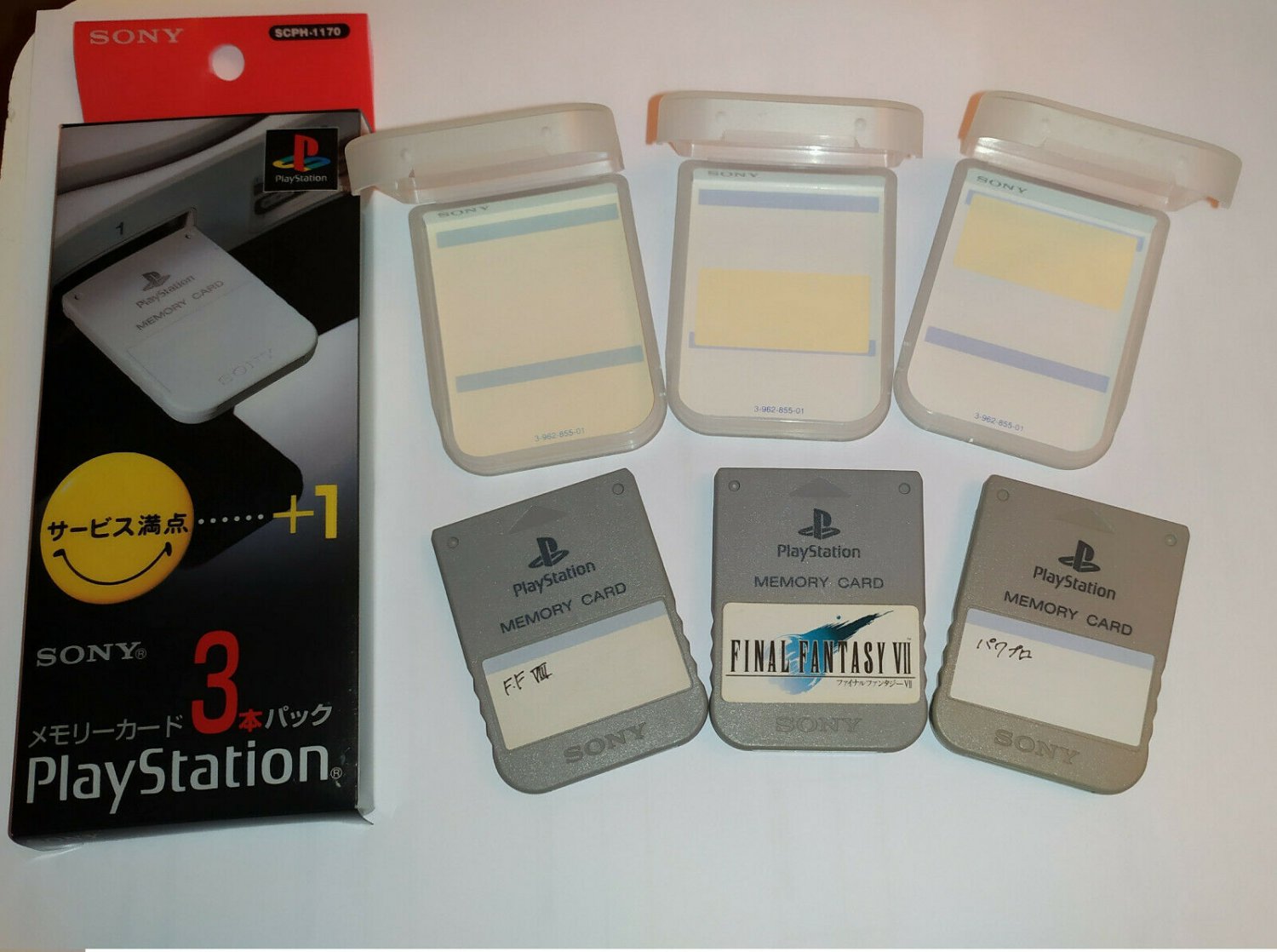 Rare Sony Playstation 1 PS1 Official Memory Card 3 Pack *In Box* Gray ...