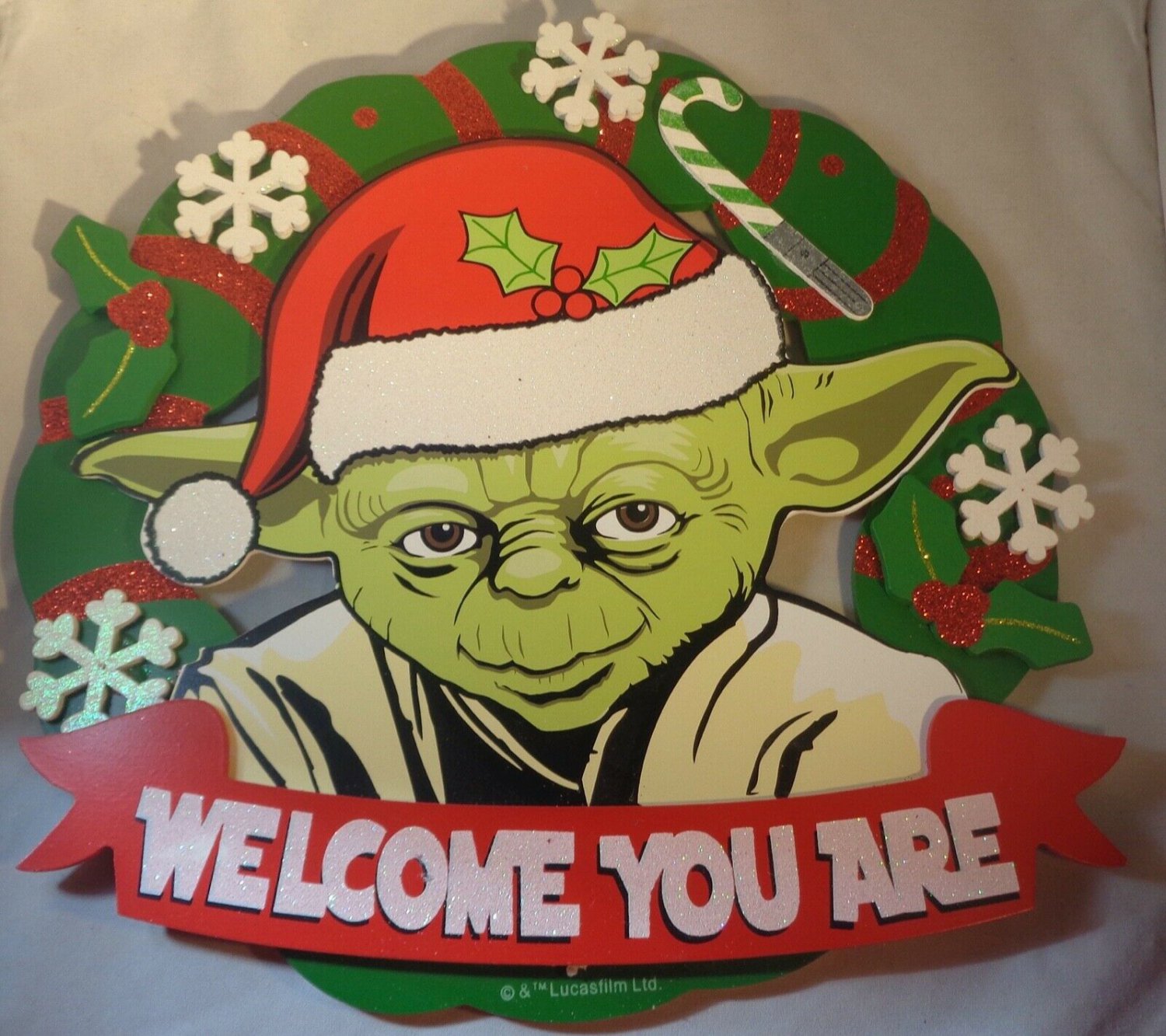 NEW 2015 STAR WARS CHRISTMAS YODA WELCOME YOU ARE 12" x 12" SIGN ...