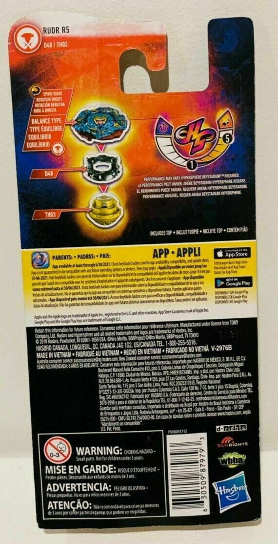 Hasbro Beyblade Burst Rise Hyper Sphere RUDR R5 Performance Top New!