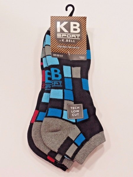 KB Sport Low Cut Ankle Socks for Men by K.Bell Cushioned Sole 2 Pair ...