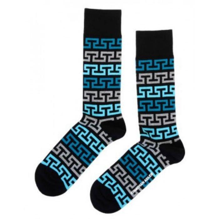 Men's Greek Tooth Crew Socks By Jonathan Adler One Pair Size 10-13