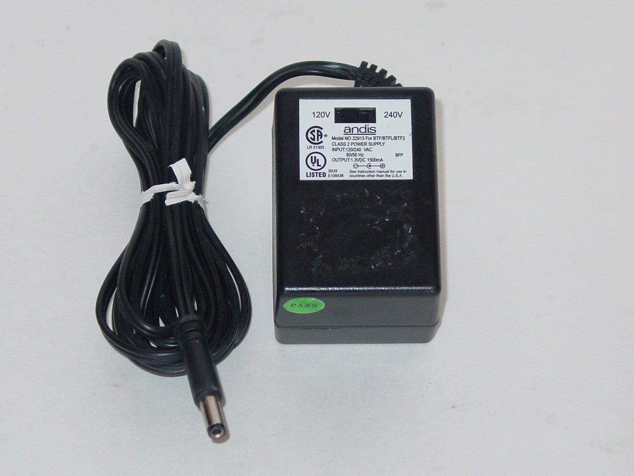 Andis 22913 AC Power Adapter for BTF BTFL BTF2 1.3V 1500mA