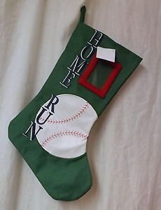 Baseball Christmas Stocking 18" Felt Christmas Stocking Photo Frame NEW