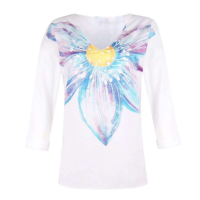 Plus Size 2XL Long Sleeve Shirts Crew Neck Tops American Casual Spring ...