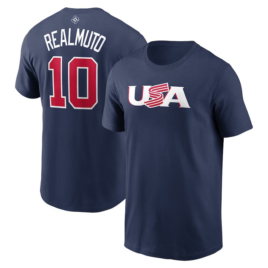 World Baseball Classic JT Realmuto No 10 T-shirt USA Team Uniform WBC ...