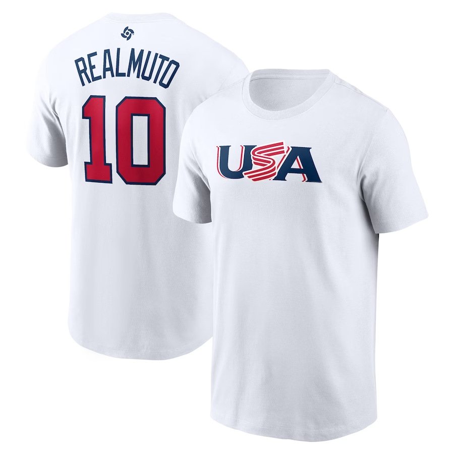 World Baseball Classic JT Realmuto No 10 T-shirt USA Team Uniform WBC ...