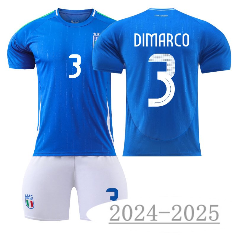 Children 2024 UEFA Dimarco Football Fan Apparel Kid Italy Home National ...