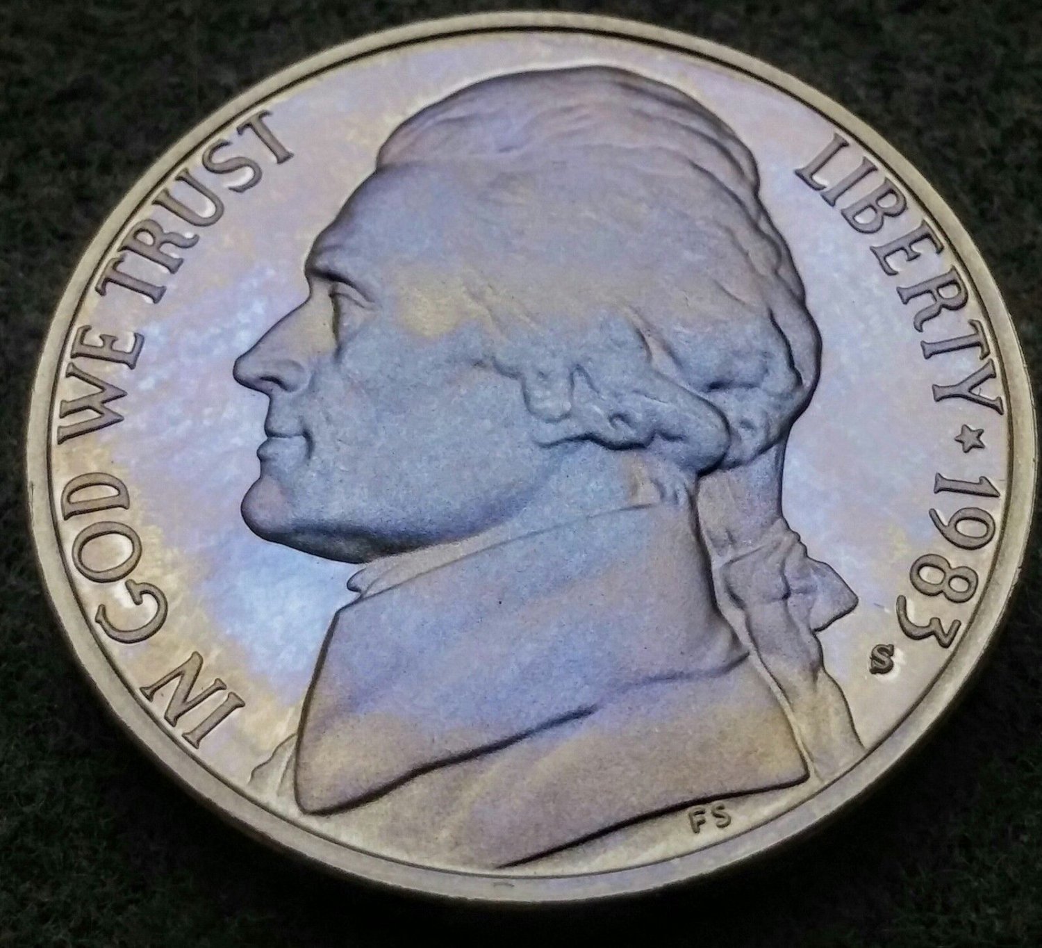 1983 S JEFFERSON *PROOF* NICKEL MASSIVE TONED BEUTIFUL **LOW SHIPPING**