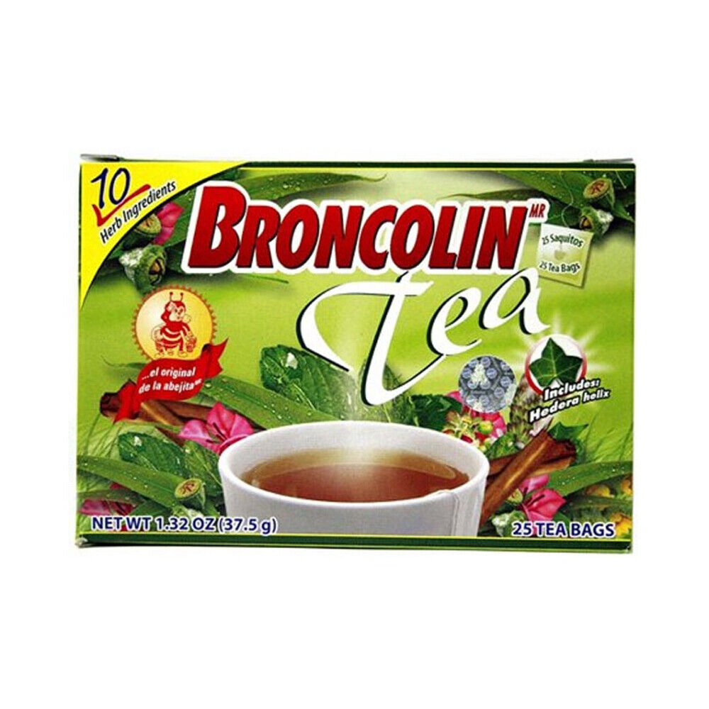 Broncolin Herbal Tea. Cold, Cough, Congestion and flu Relief. 25 Bags ...