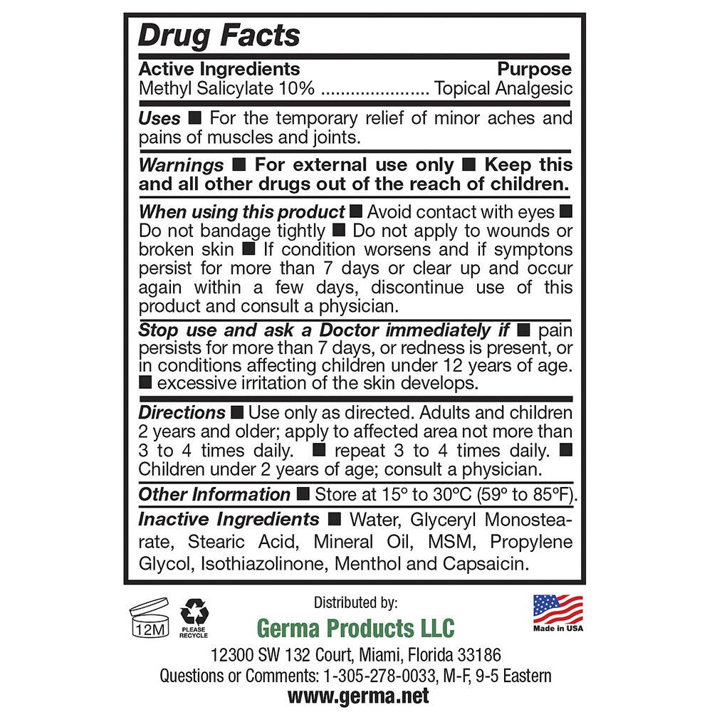 Germa Liniment Ubre Plus. Topical Analgesic Cream. For Muscle & Joint ...