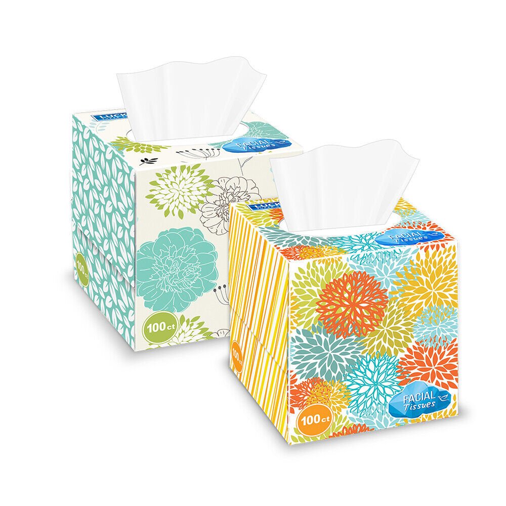 Lucky Super Soft Facial Tissues. Soft and Gentle. Colorful Cube Box ...