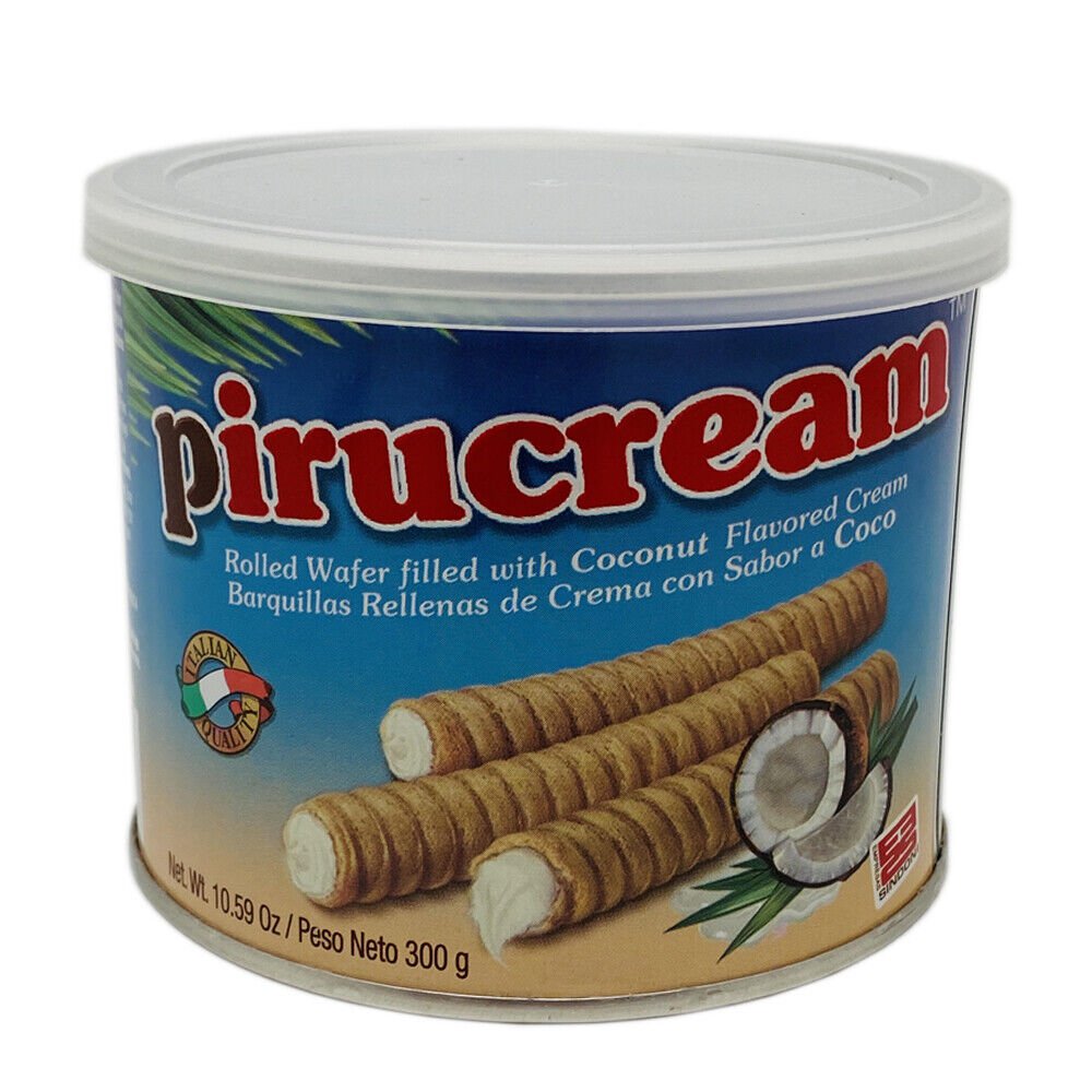 Pirucream Cream Filled Rolled Wafer. Coconut. Crispy and Light Cookie ...
