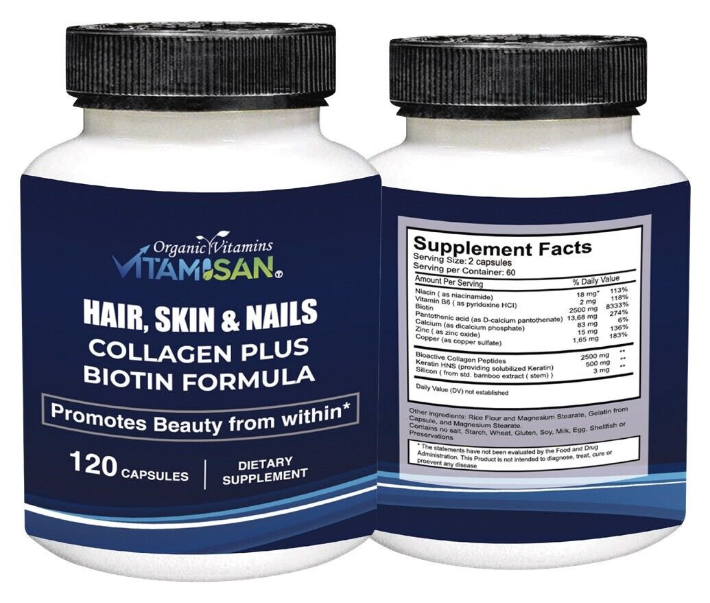 BIOTIN PLUS 12 CAP MAXIMUM COLAGENO HAIR GROWTH SMOOTH SKIN STRONG ...