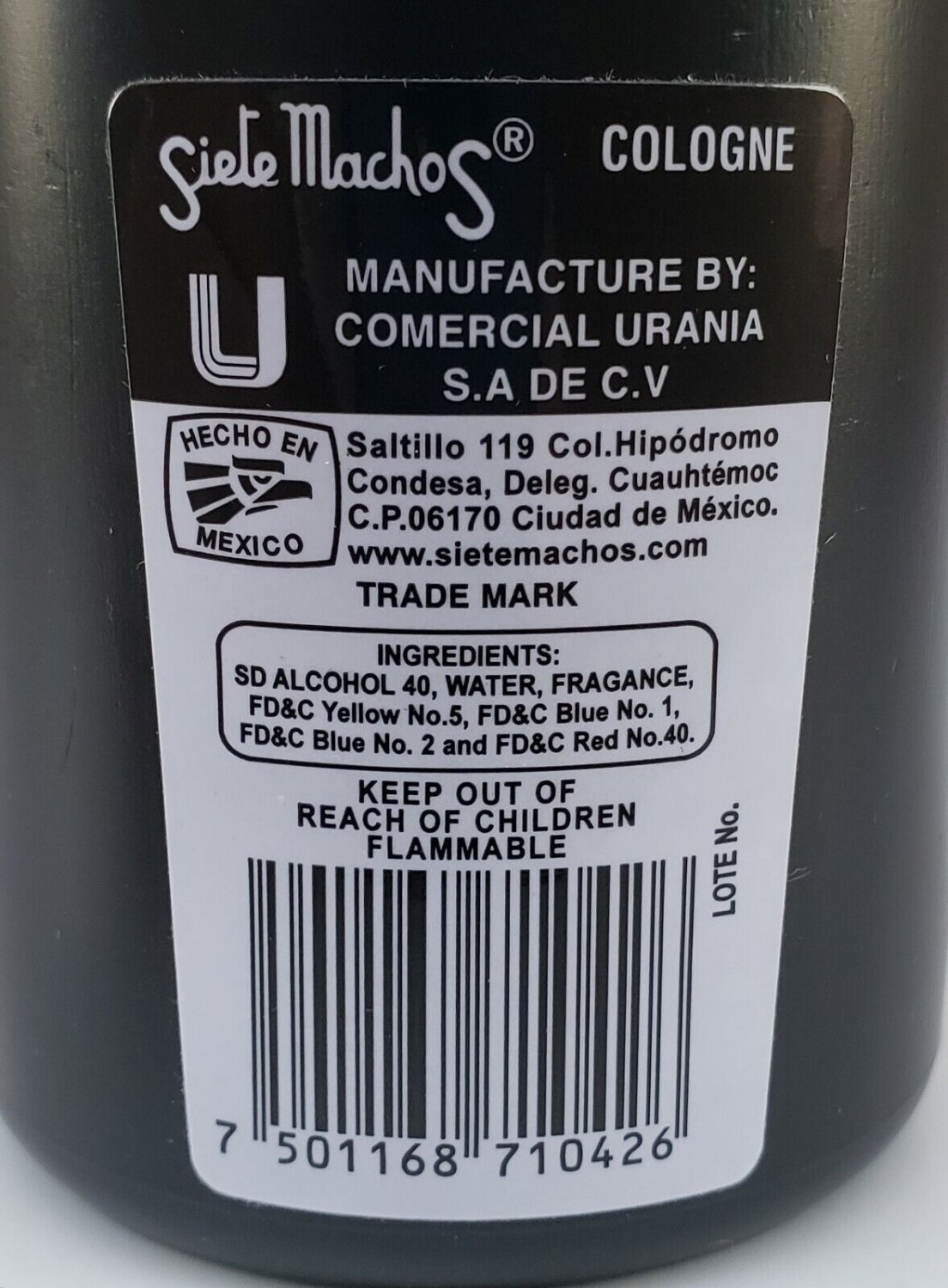 SIETE MACHOS COLOGNE LOCION URANIA MEXICO 400 ML 7 PROTECION WICCA (13. ...