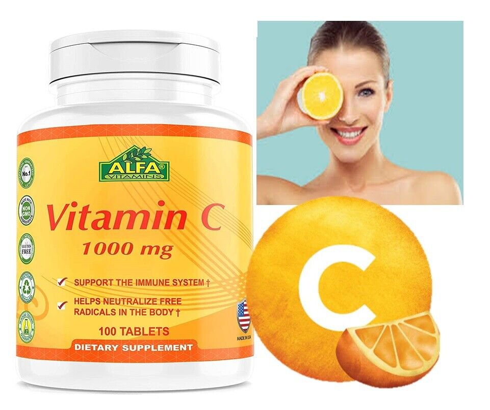 Pure Vitamin C 1000MG PURE ASCORBIC ACID Antioxidant Protection 100 TAB