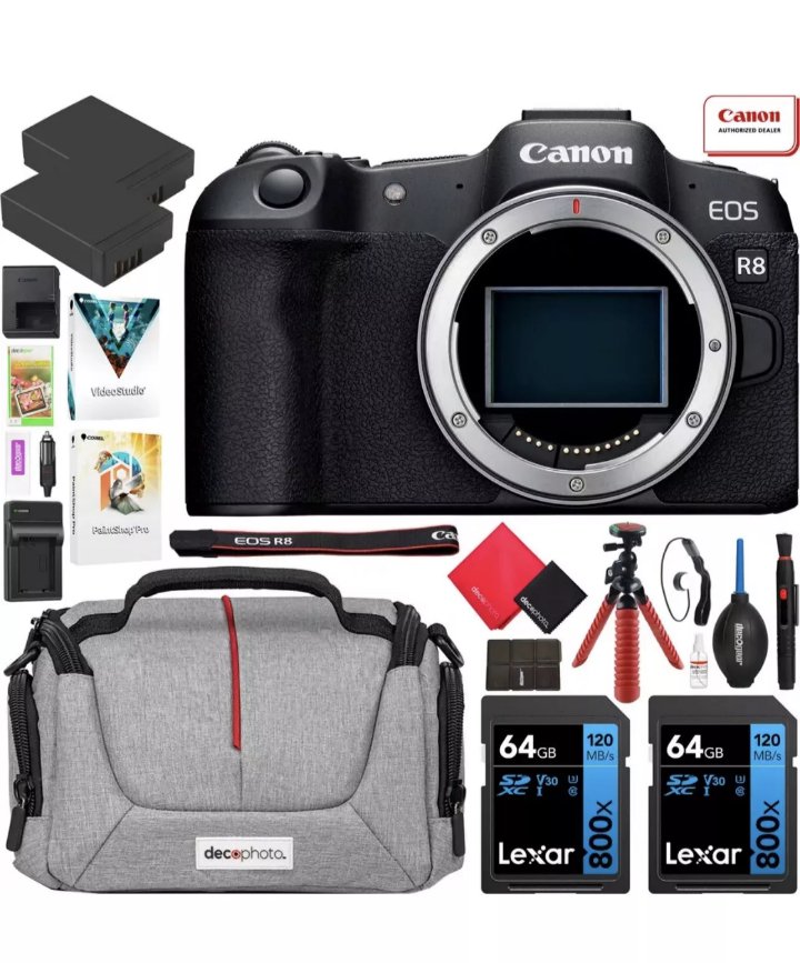 Canon EOS R8 Full Frame Mirrorless Camera Body +Essential Accessories ...