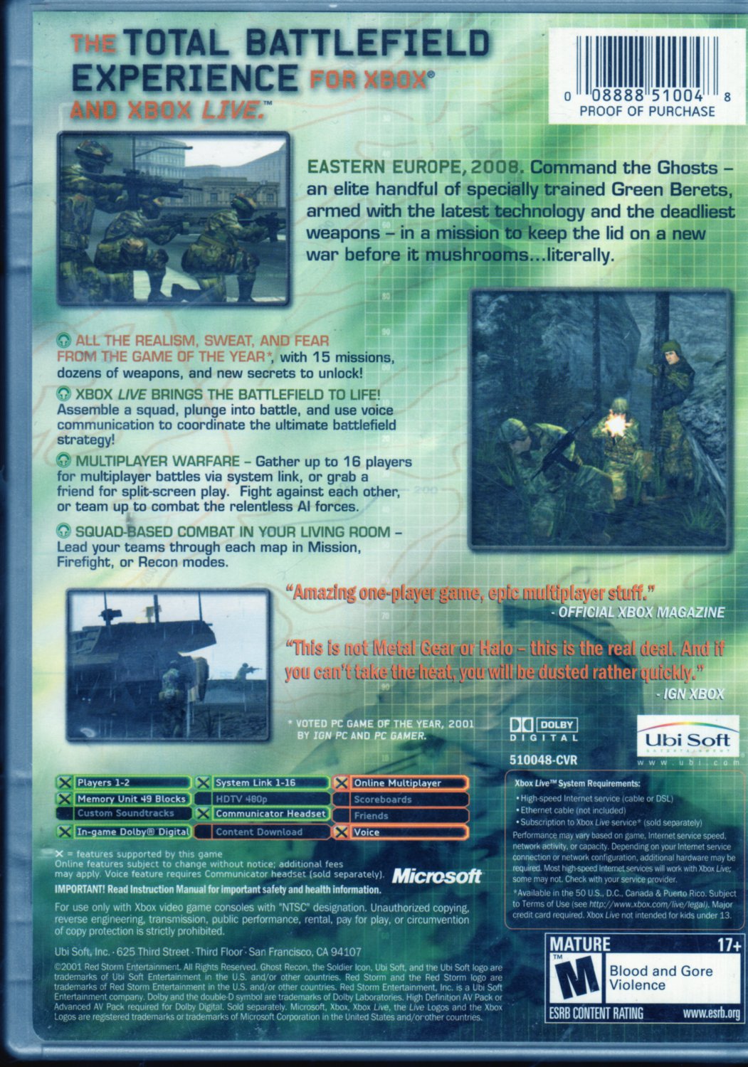 Tom Clancy's Ghost Recon - Original Xbox Game