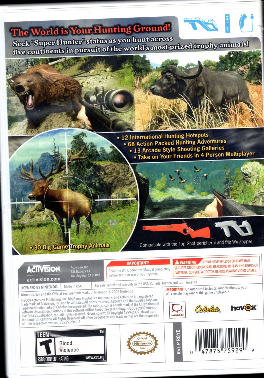 Cabela's Big Game Hunter 2010 Wii Game